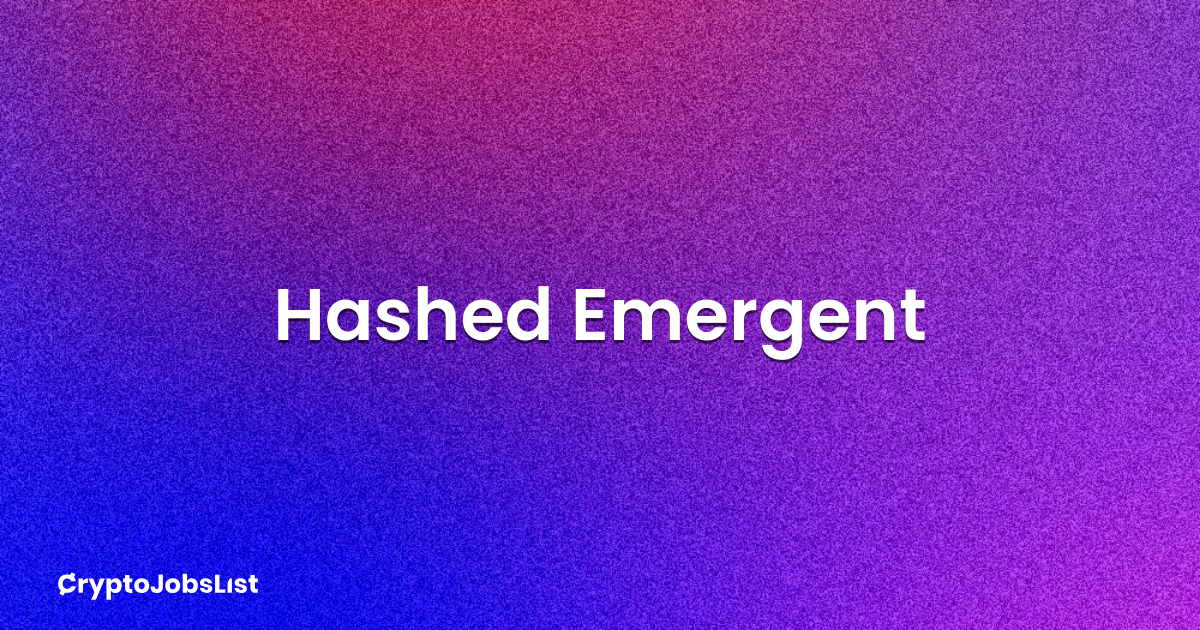 Hashed Emergent Jobs & Careers. 0 web3 jobs available now. 1 closed jobs | Crypto Jobs List